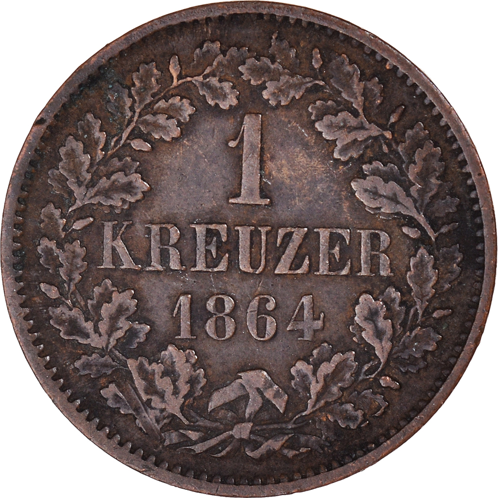 Coin, German States, BADEN, Friedrich I, Kreuzer, 1864, , Copper