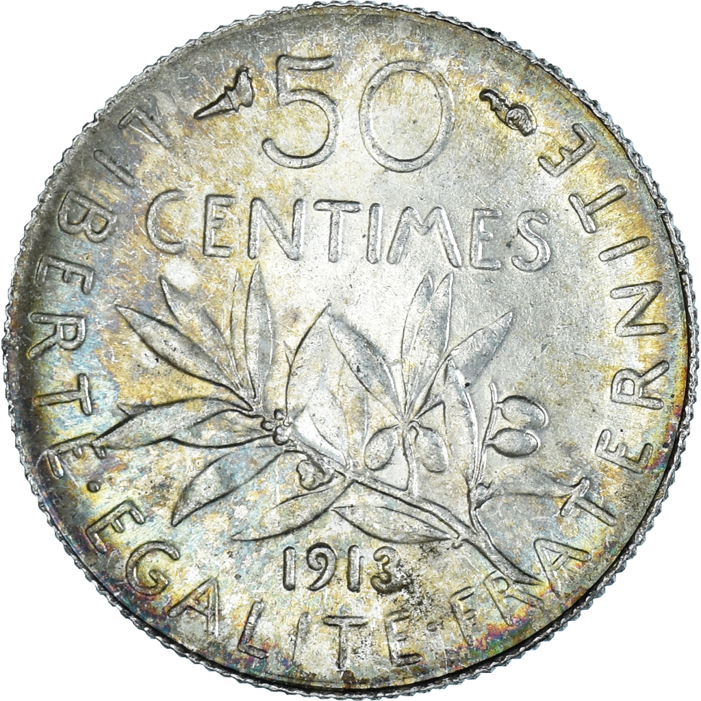 Coin, France, Semeuse, 50 Centimes, 1913, Paris, , Silver, KM:854