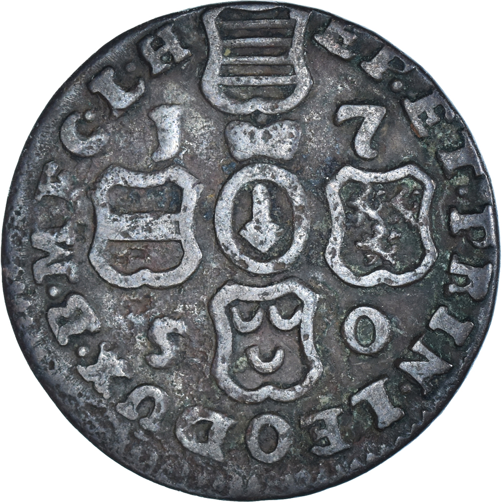 Coin, Prince-Bishopric of Liège, John Theodore, Liard, 1750, Liege,