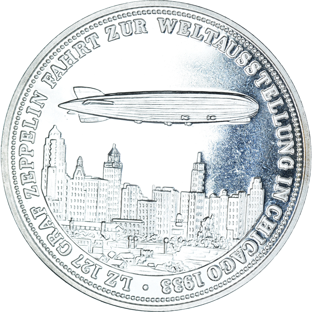 Germany, Medal, Zeppelin in Chicago world's fair, , Copper-nickel