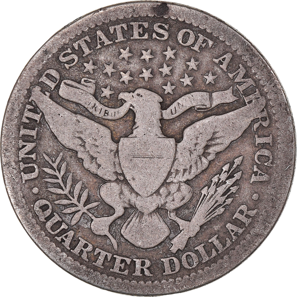 Coin, United States, Barber Quarter, Quarter, 1904, U.S. Mint, Philadelphia