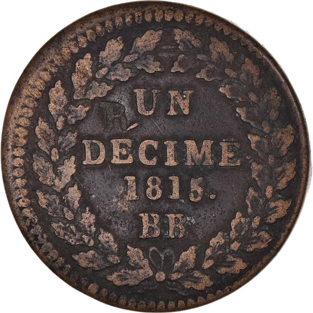 Coin, France, Louis XVIII, Decime, 1815, Strasbourg, Countermark,