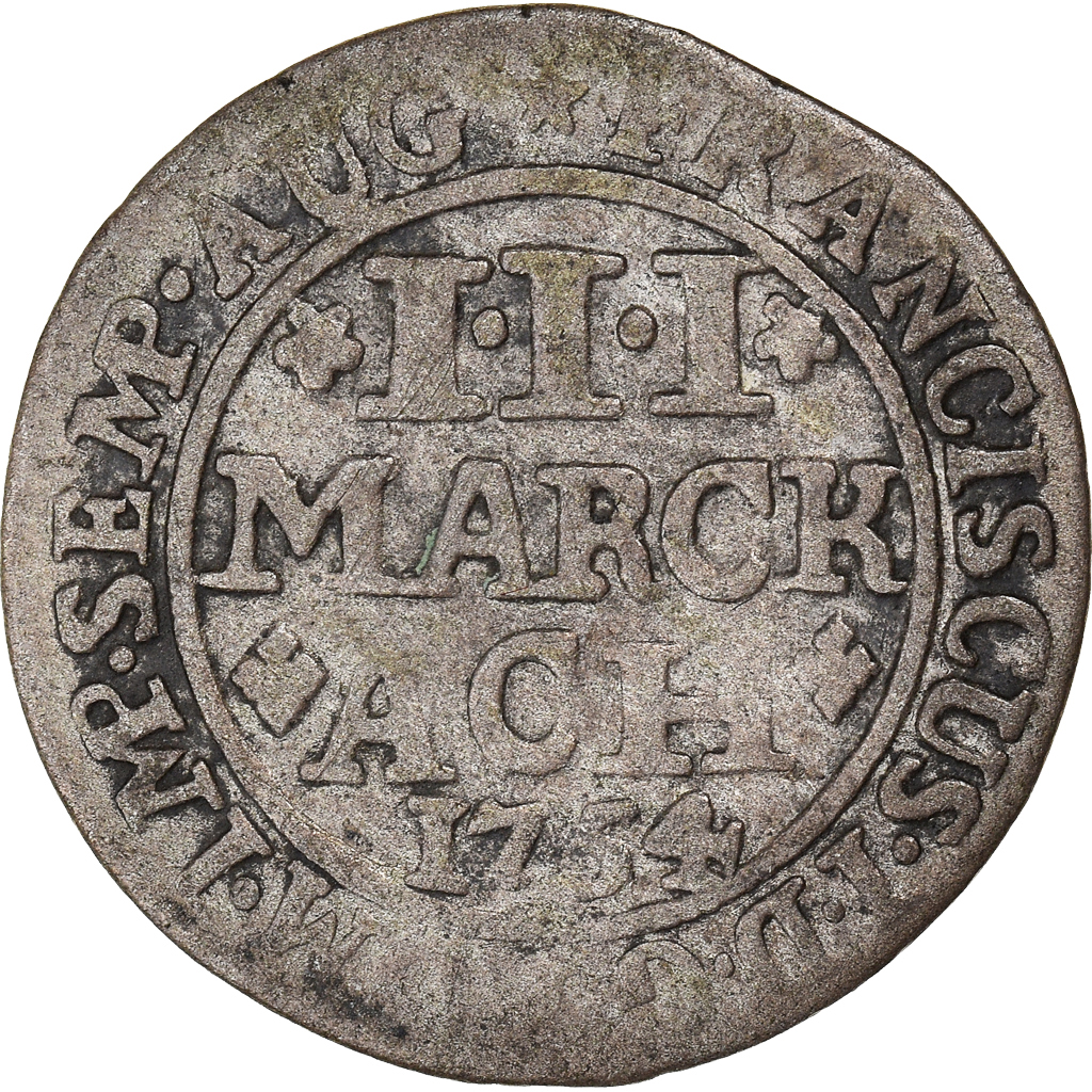 Coin, German States, AACHEN, 3 Marck, 1754, Aachen, , Silver, KM:50