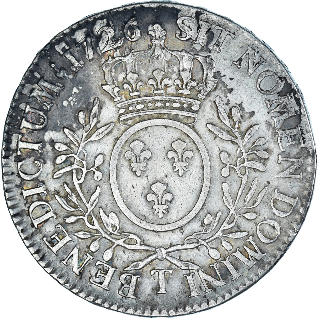 Coin, France, Louis XV, Ecu aux branches d'olivier, 1726, Nantes,