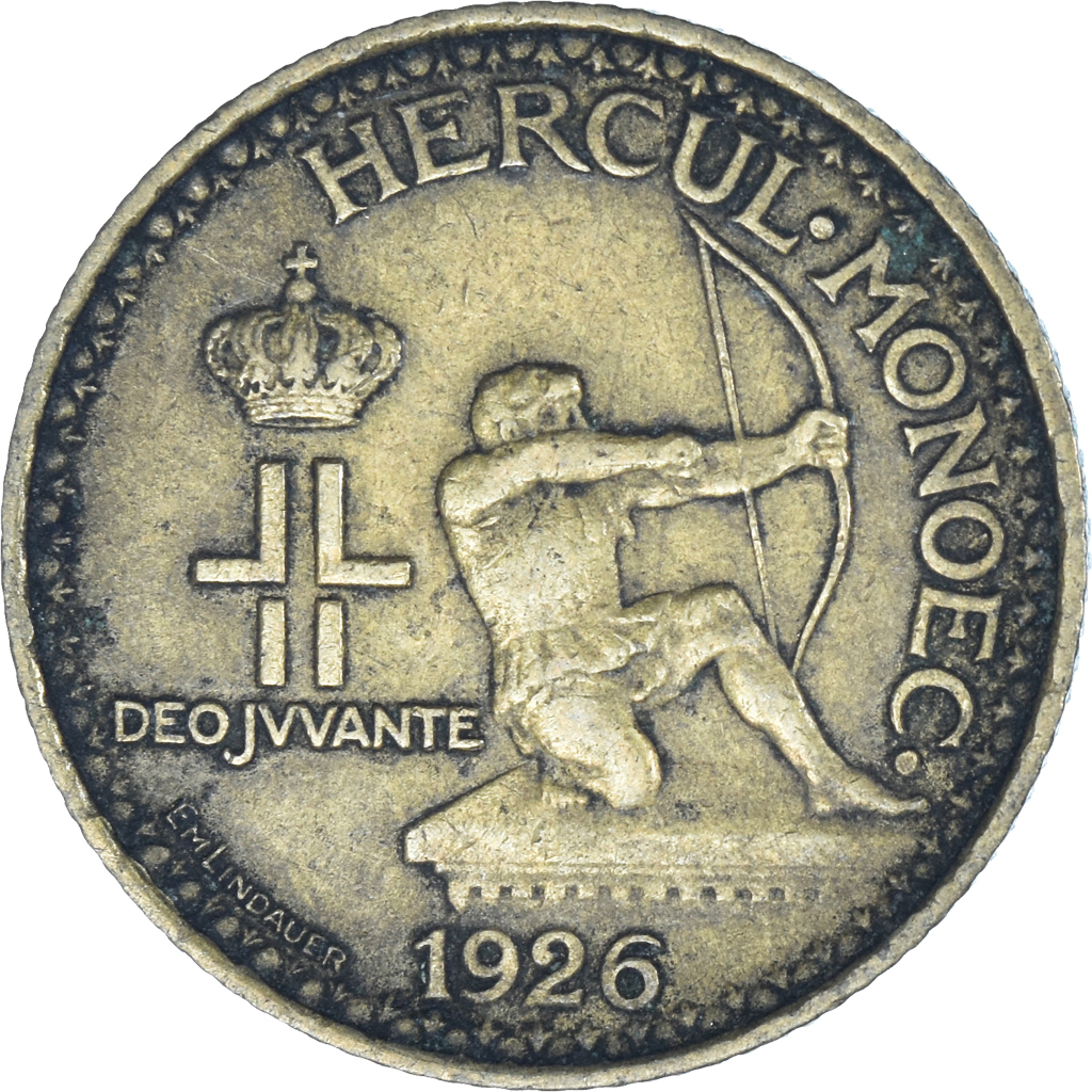 Coin, Monaco, Louis II, Franc, 1926, Poissy, , Aluminum-Bronze, KM:114