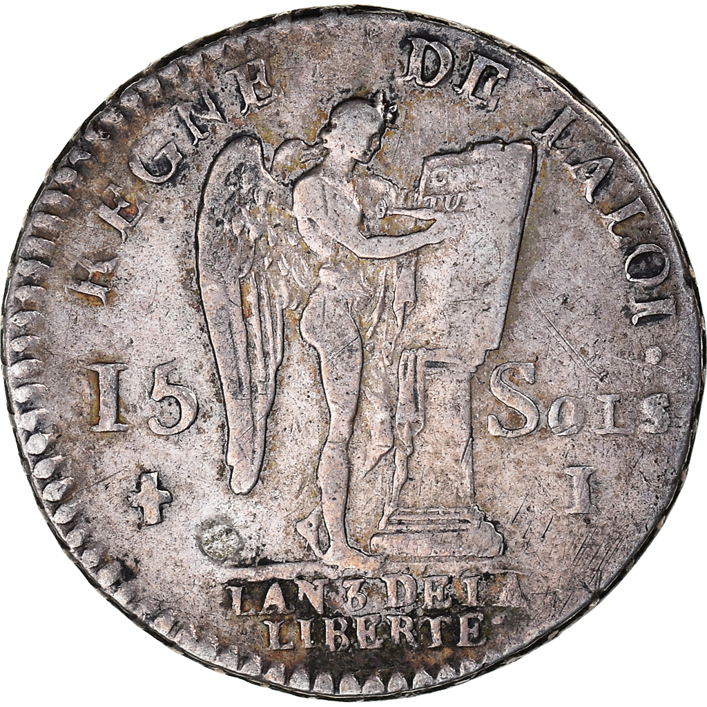 Coin, France, Louis XVI, 15 sols françois, 1791 / AN 3, Limoges,