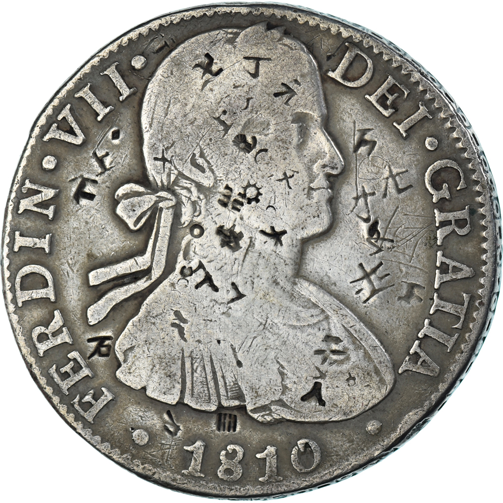 Coin, Spain, Ferdinand VII, 8 Reales, 1810, Mexico, HJ, countermarked