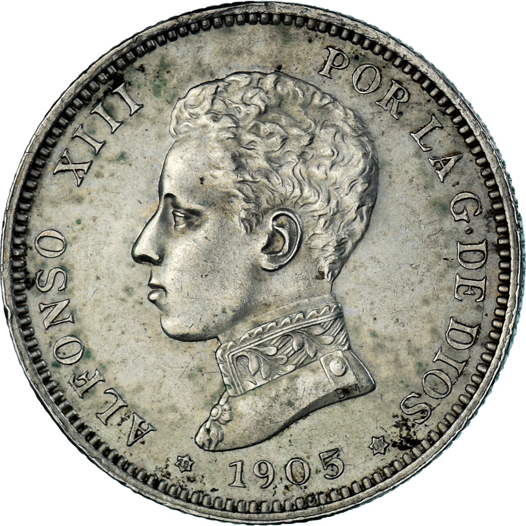 Coin, Spain, Alfonso XIII, 2 Pesetas, 1905, Madrid, , Silver, KM:725