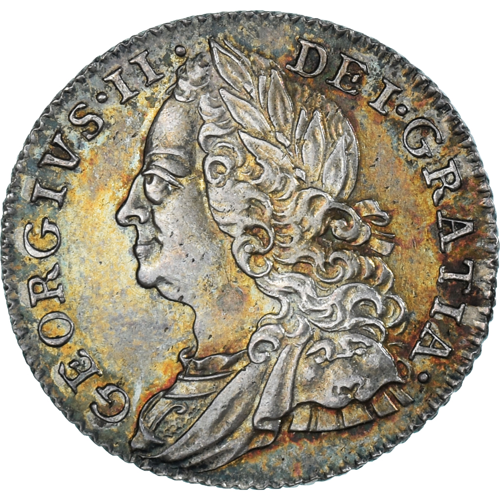 Coin, Great Britain, George II, 6 Pence, 1758/7, , Silver, Spink:3711