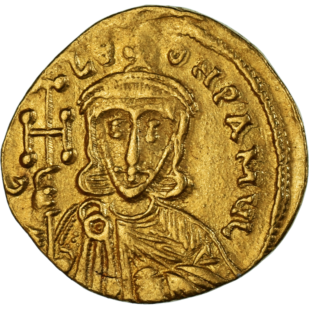 Constantine V, with Leo III, Solidus, 741-751, Constantinople, Gold,