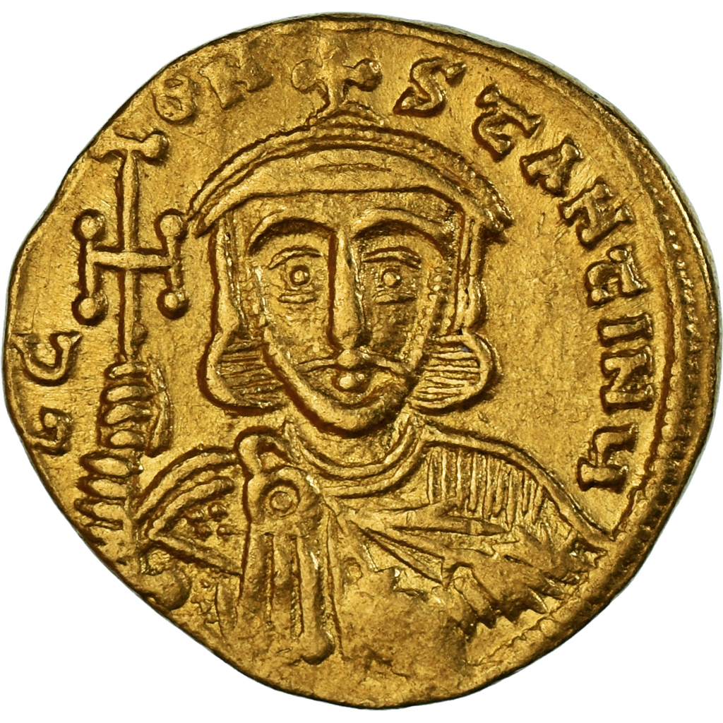 Constantine V, with Leo III, Solidus, 741-751, Constantinople, Gold,