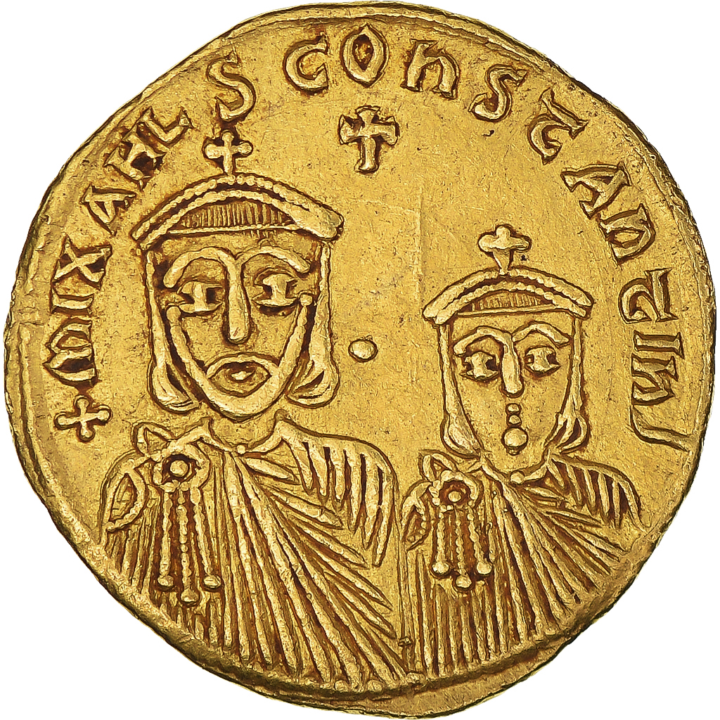 Coin, Theophilus, with Constantine and Michael III, Solidus, 831-840