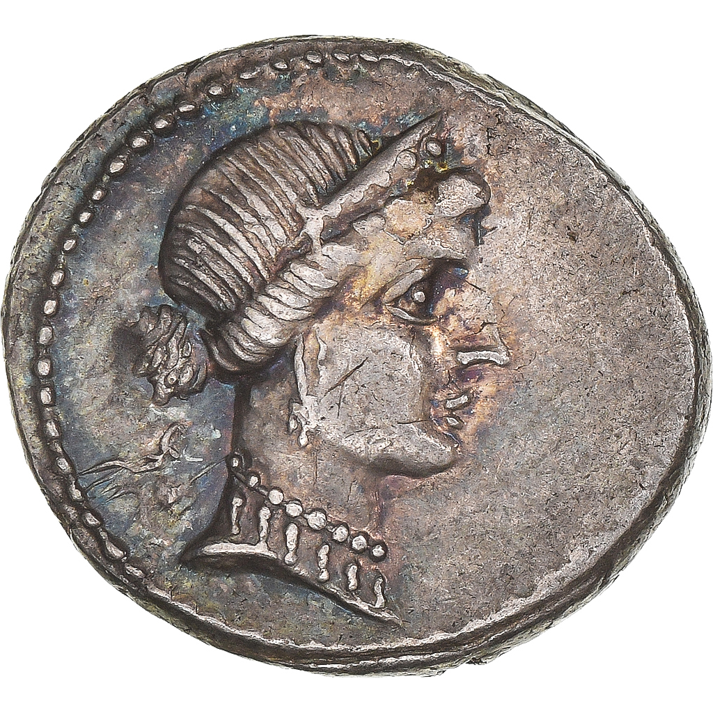 Julius Caesar, Denarius, 46-45 BC, Military mint in Spain, Silver,