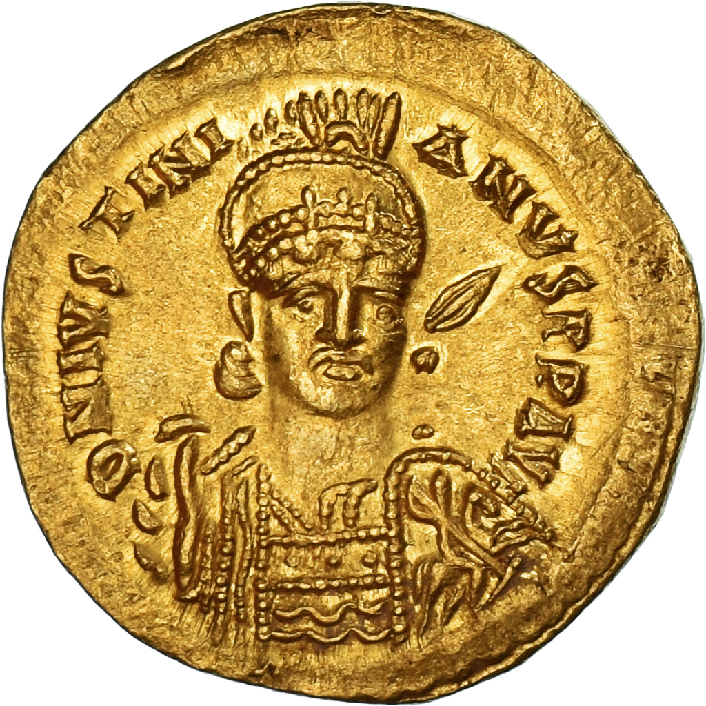 Justinian I, Solidus, 527-537, Constantinople, Gold, NGC, | Byzantine Coins