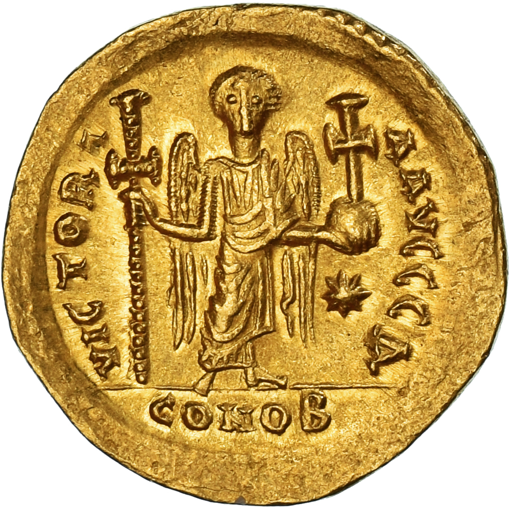 Justinian I, Solidus, 527-537, Constantinople, Gold, NGC, | Byzantine Coins
