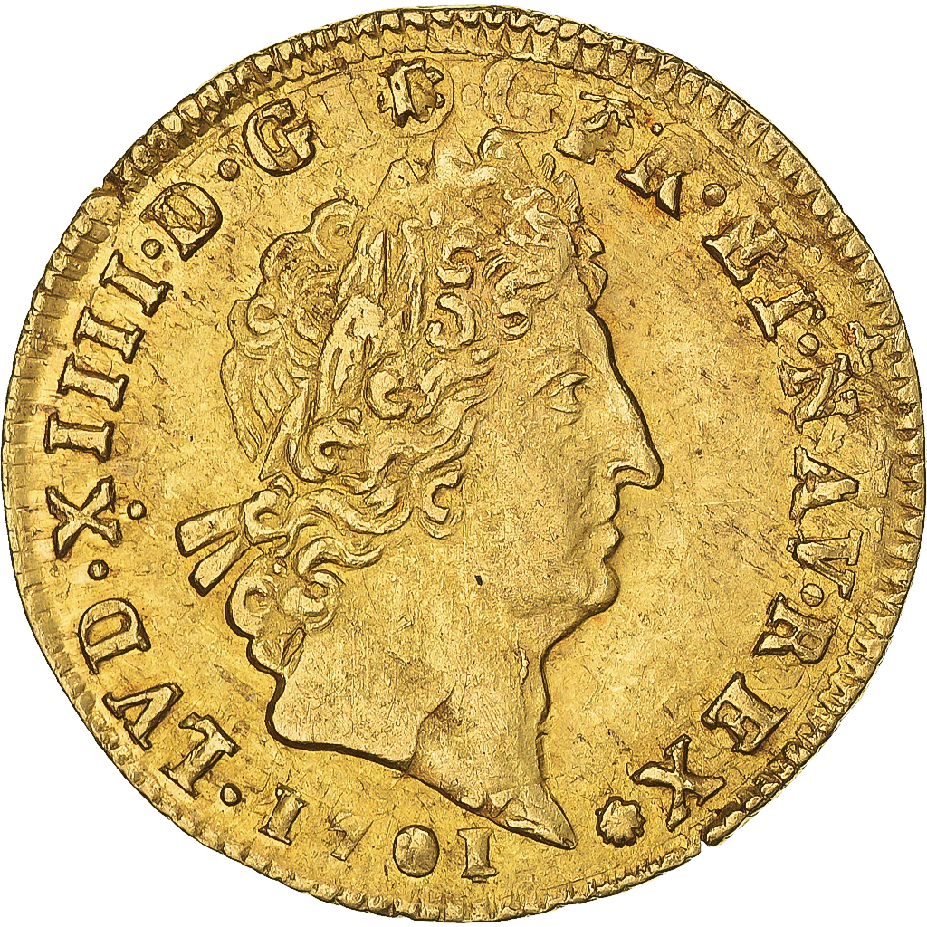 Coin, France, Louis XIV, louis d'or aux 8 L et aux insignes, 1701, Lille