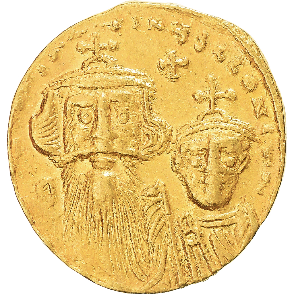 Constans II and Constantine IV, Solidus, 654-659, Constantinople, Gold