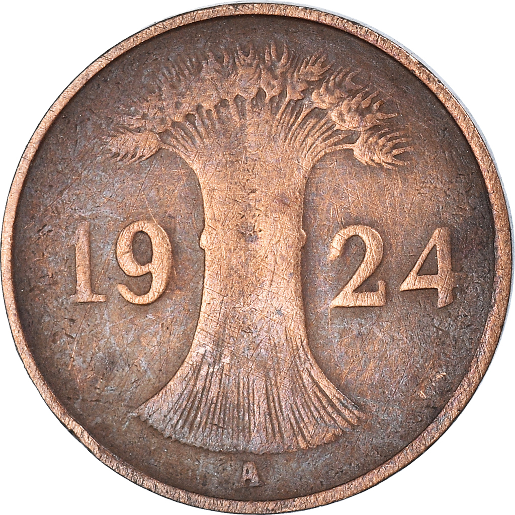 Coin, GERMANY, WEIMAR REPUBLIC, Rentenpfennig, 1924 | European Coins