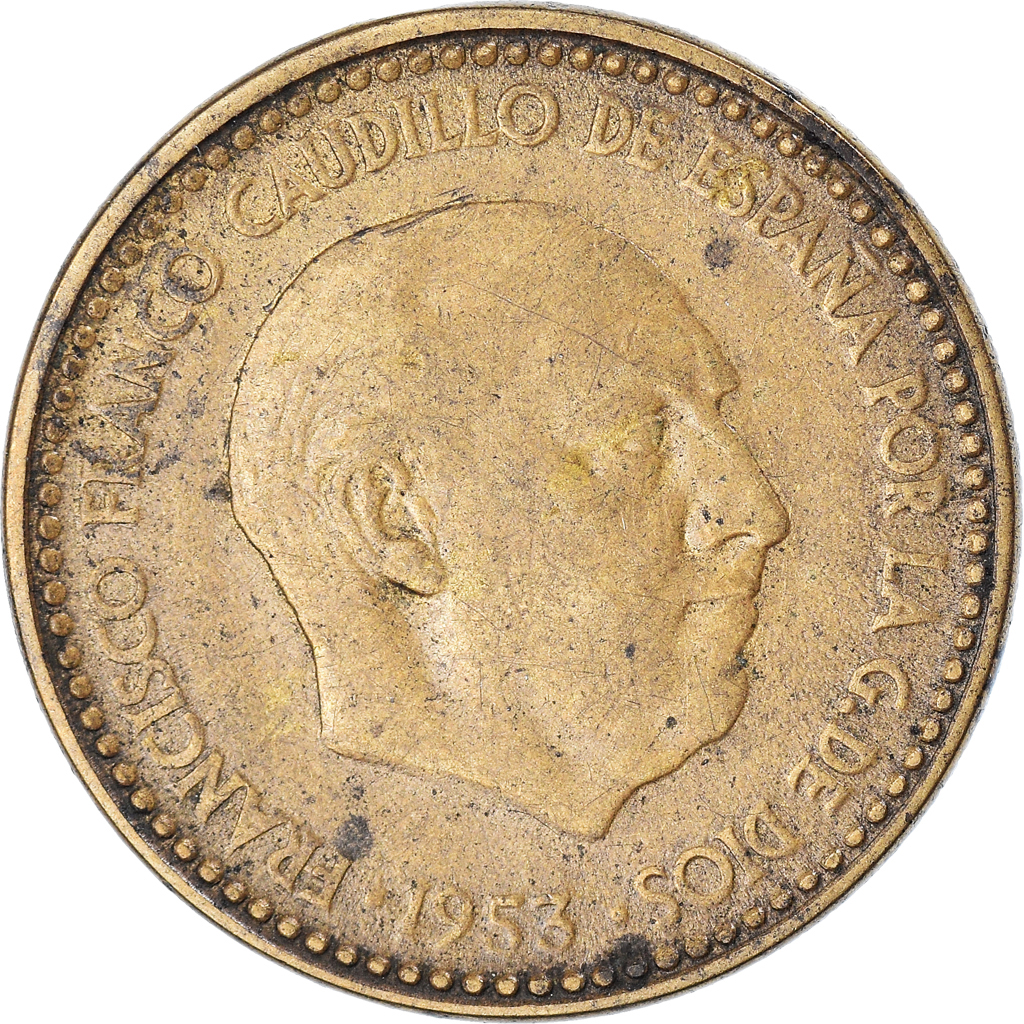 Coin, Spain, 1 Peseta, Undated (1953) | European Coins