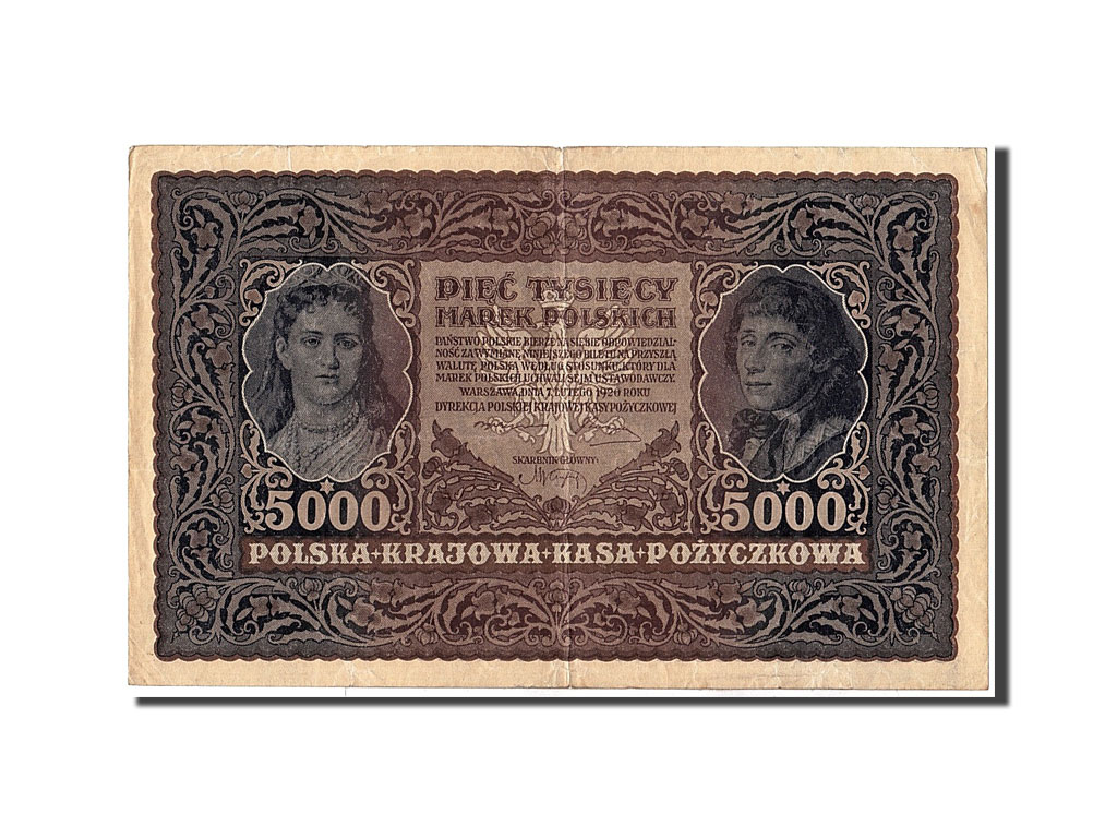 Banknote, Poland, 5000 Marek, 1920, AU(50-53) | World Paper Money