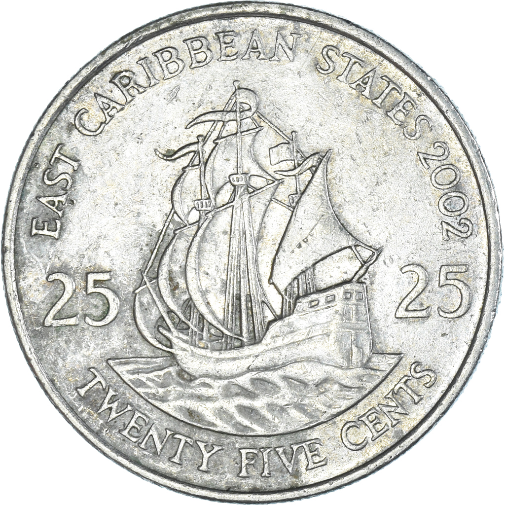 Coin, East Caribbean States, Elizabeth II, 25 Cents, 2002, British ...