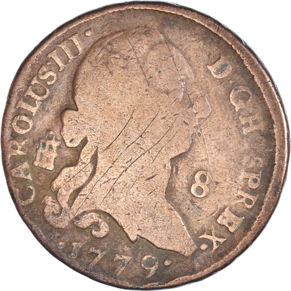 Coin, Spain, 8 Maravedis, 1779, Segovia, , Copper | European Coins
