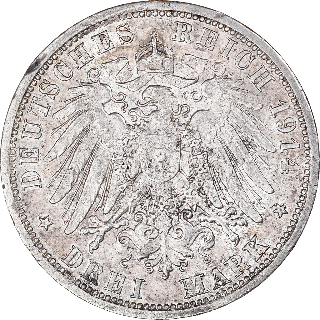 Coin, German States, PRUSSIA, Wilhelm II, 3 Mark, 1914, Berlin, , Silver
