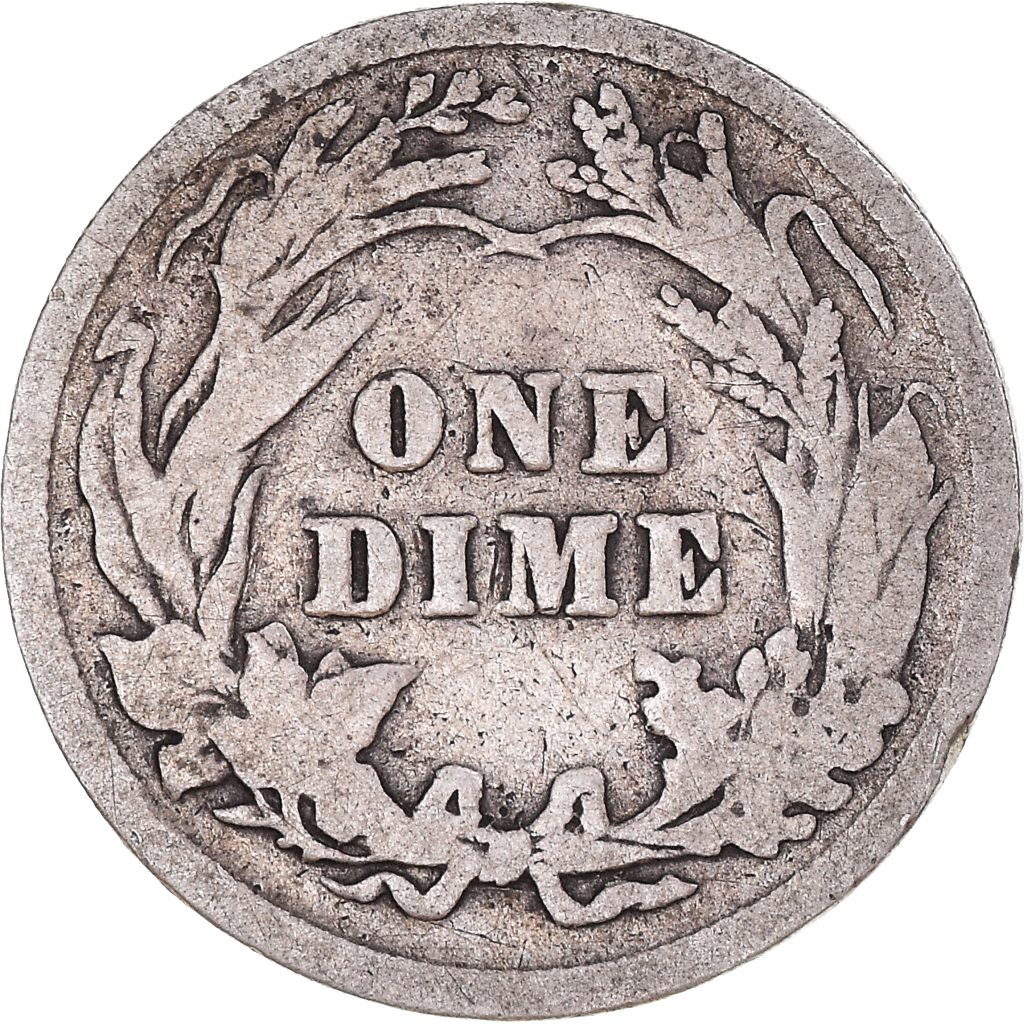 Coin, United States, Barber Dime, Dime, 1909, U.S. Mint, Philadelphia
