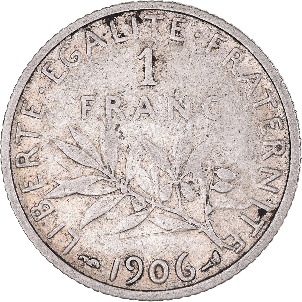 Coin, France, Semeuse, Franc, 1906, Paris, , Silver, KM:844.1