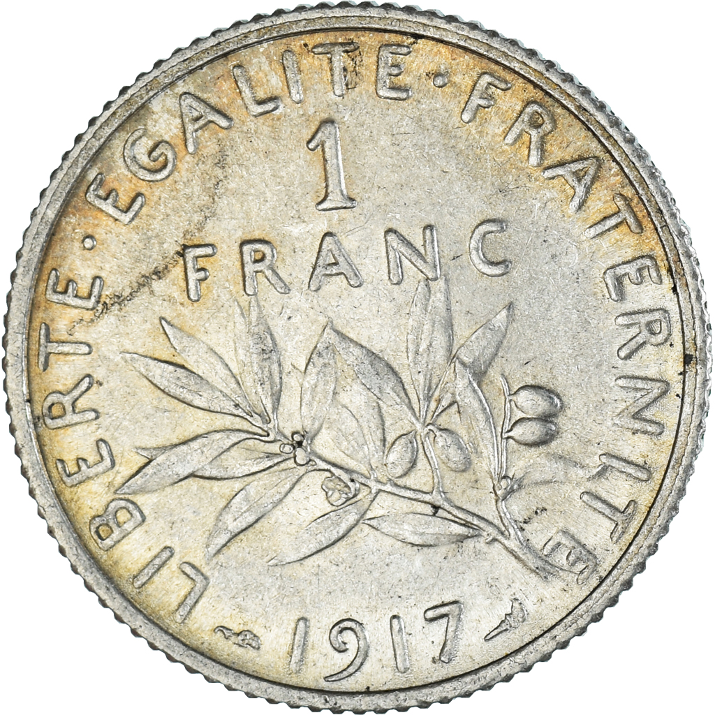 Coin, France, Semeuse, Franc, 1917, Paris, , Silver, KM:844.1