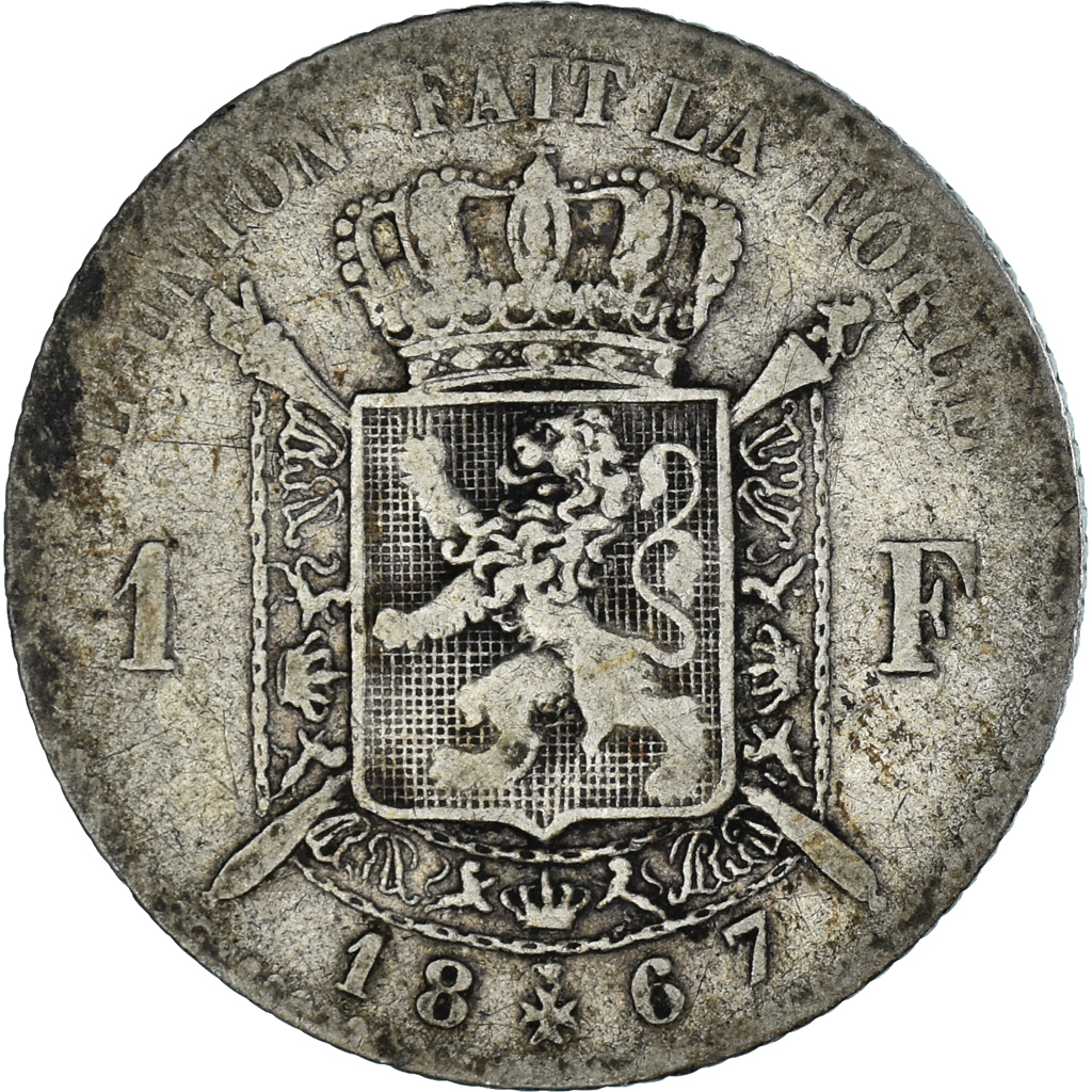 Coin, Belgium, Leopold II, Franc, 1867, Brussels, , Silver, KM:28.1