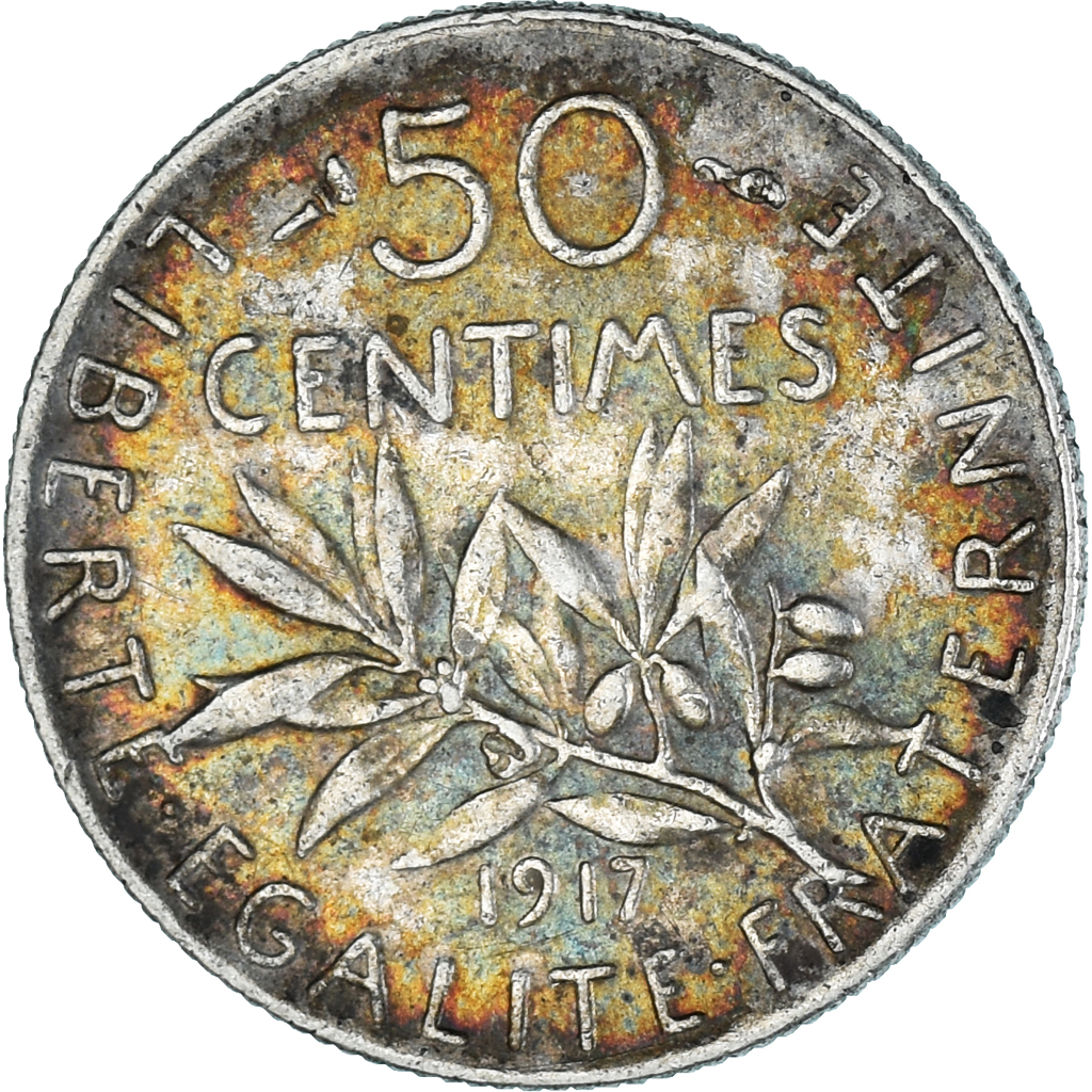 Coin, France, Semeuse, 50 Centimes, 1917, Paris, , Silver, KM:854