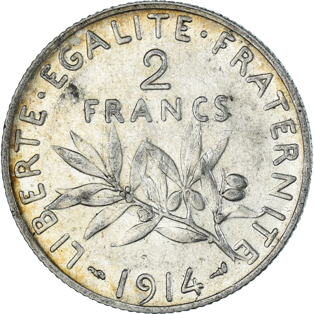 Coin, France, Semeuse, 2 Francs, 1914, Paris, , Silver, KM:845.1