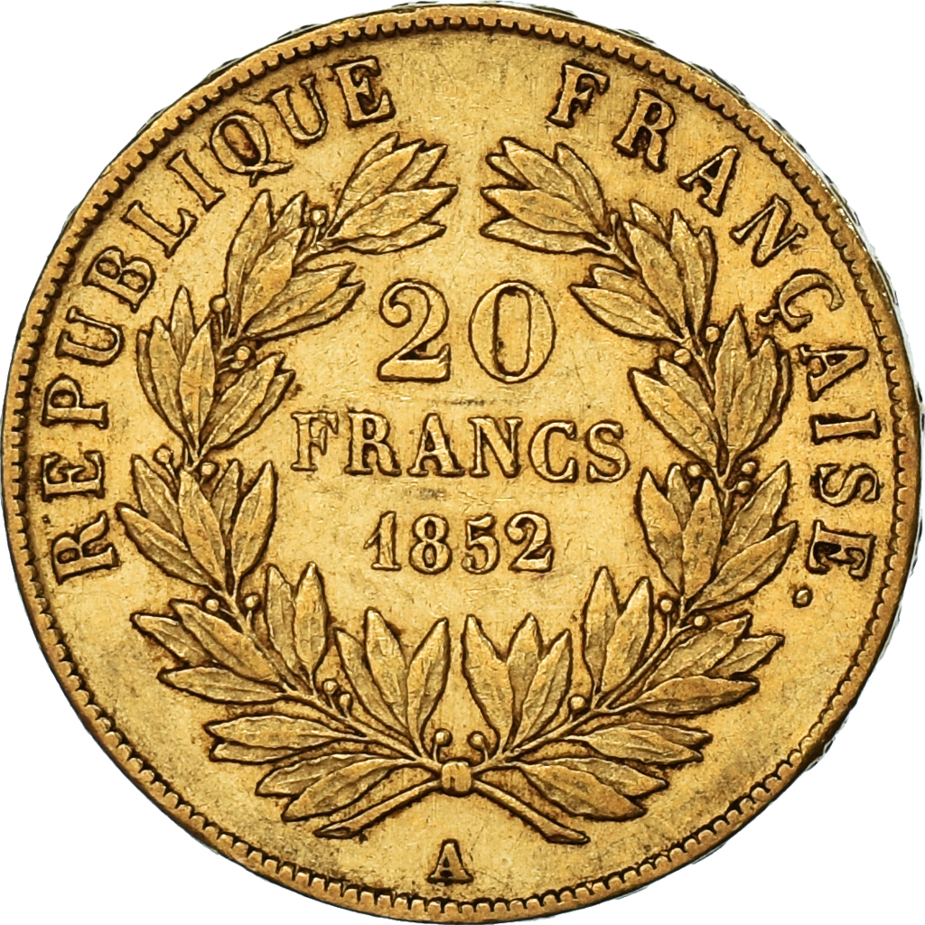 Coin, France, Napoleon III, Napoléon III, 20 Francs, 1852, Paris,