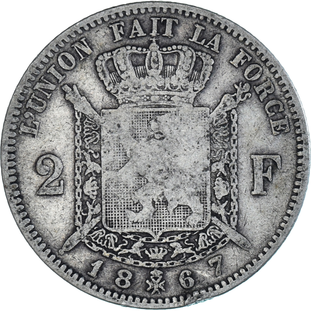 Coin, Belgium, Leopold II, 2 Francs, 2 Frank, 1867, Brussels, , Silver