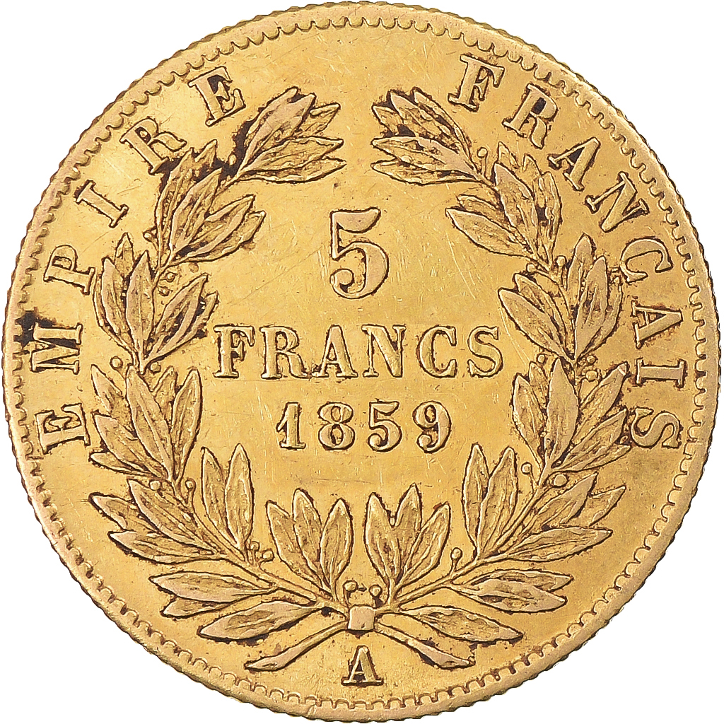 Coin, France, Napoleon III, 5 Francs, 1859, Paris, , Gold, KM:787.1