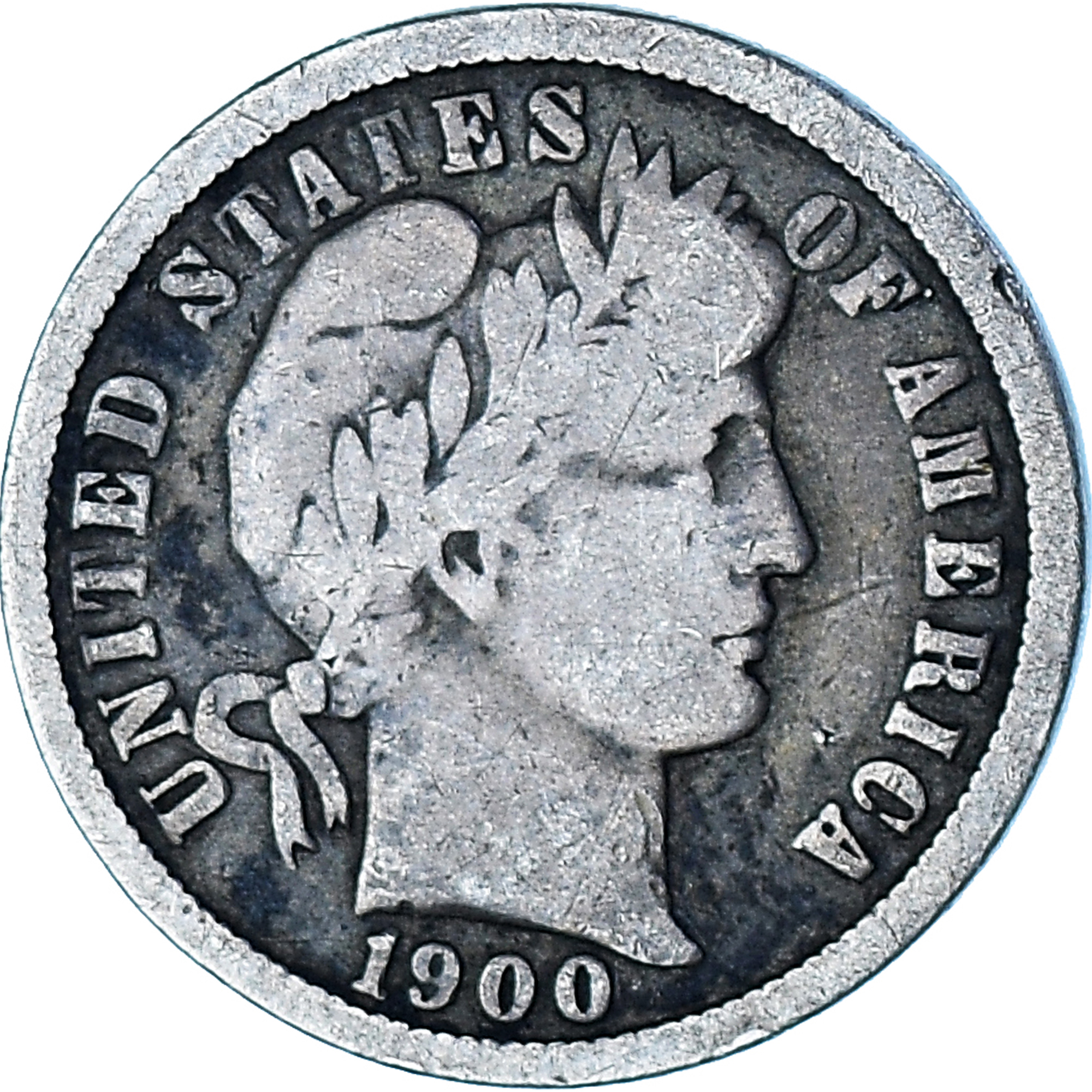 Coin, United States, Barber Dime, Dime, 1900, U.S. Mint, New Orleans,