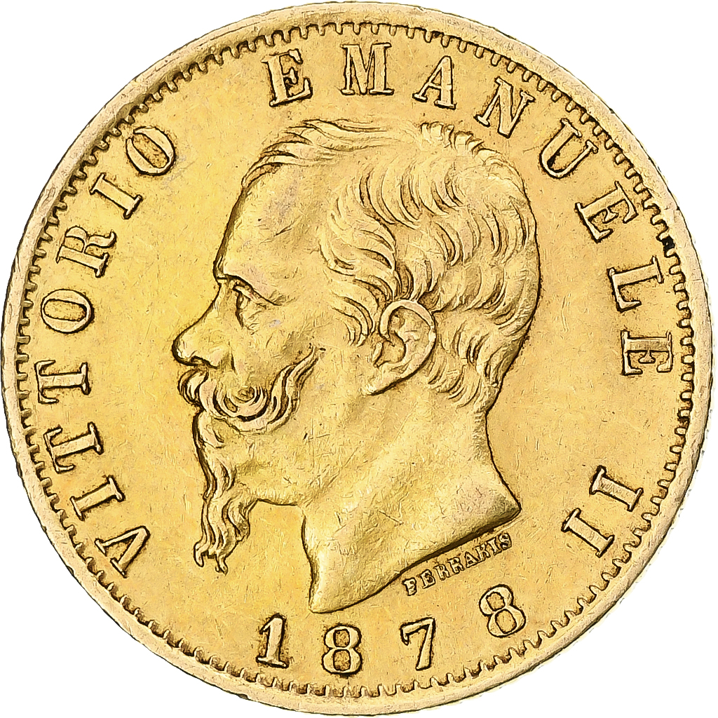 Coin, Italy, Vittorio Emanuele II, 20 Lire, 1878, Rome, , Gold, KM:10.2