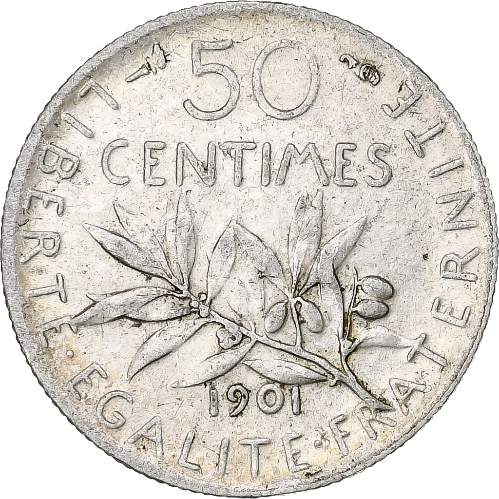 Coin, France, Semeuse, 50 Centimes, 1901, Paris, , Silver, KM:854