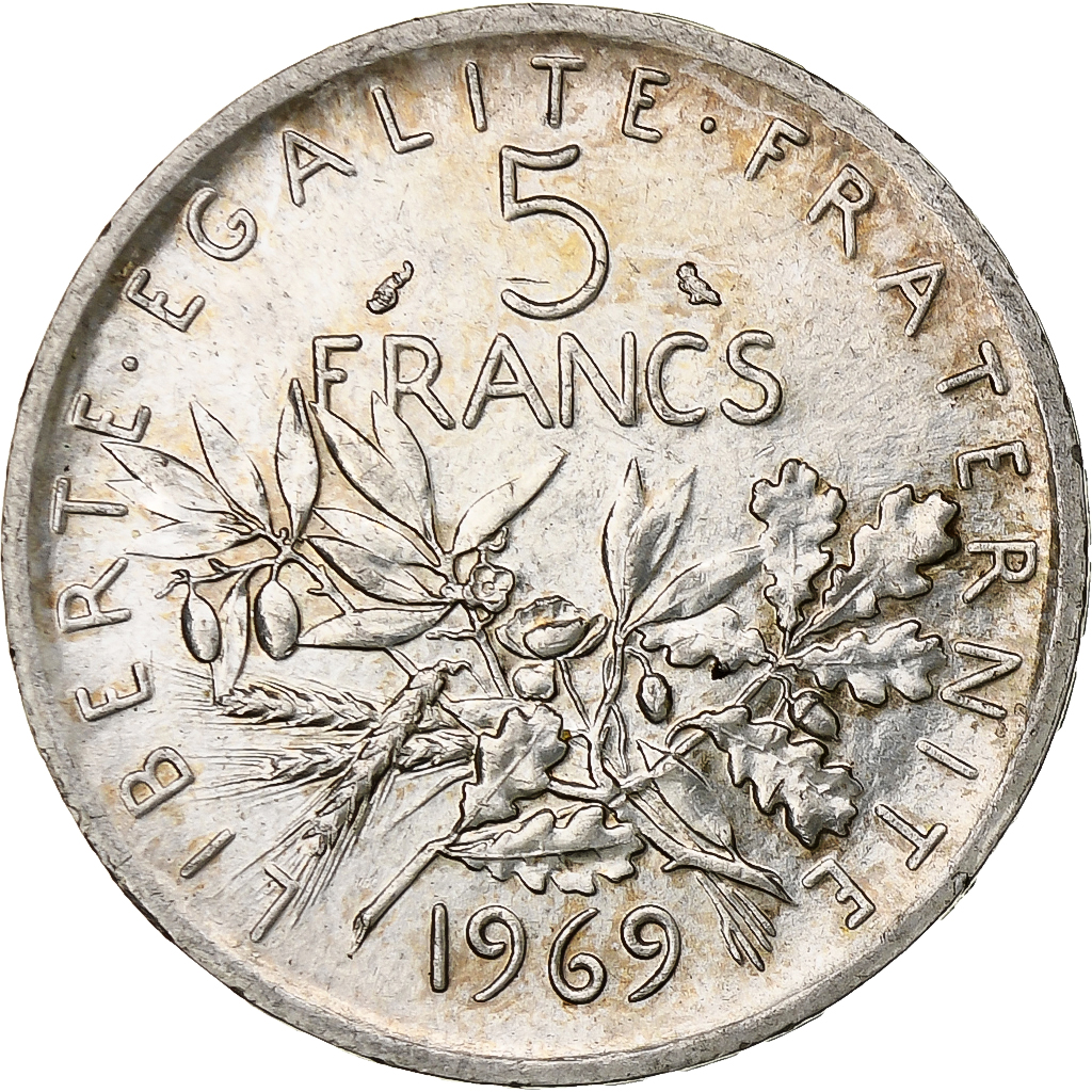 France, Semeuse, 5 Francs, 1969, Paris, , Silver, KM:926 | European Coins