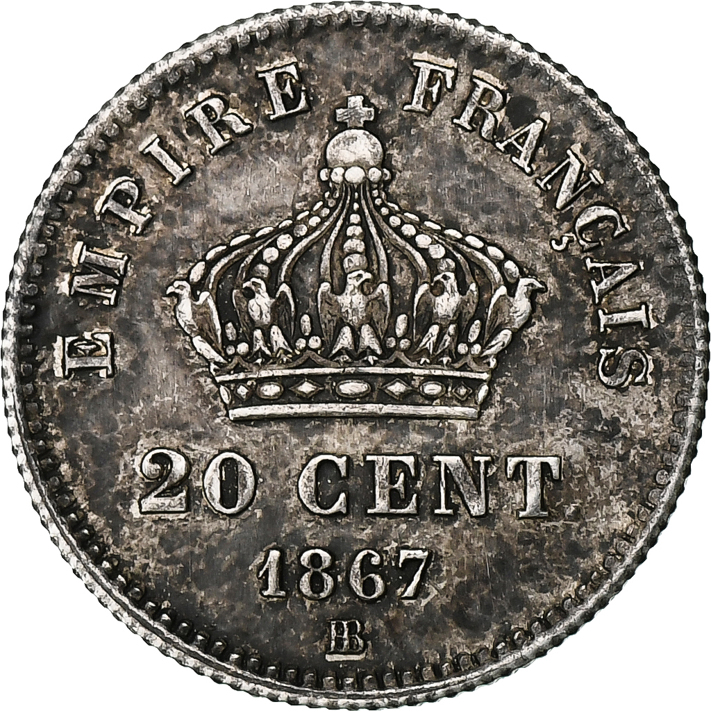 Coin, France, Napoleon III, Napoléon III, 20 Centimes, 1867, Strasbourg