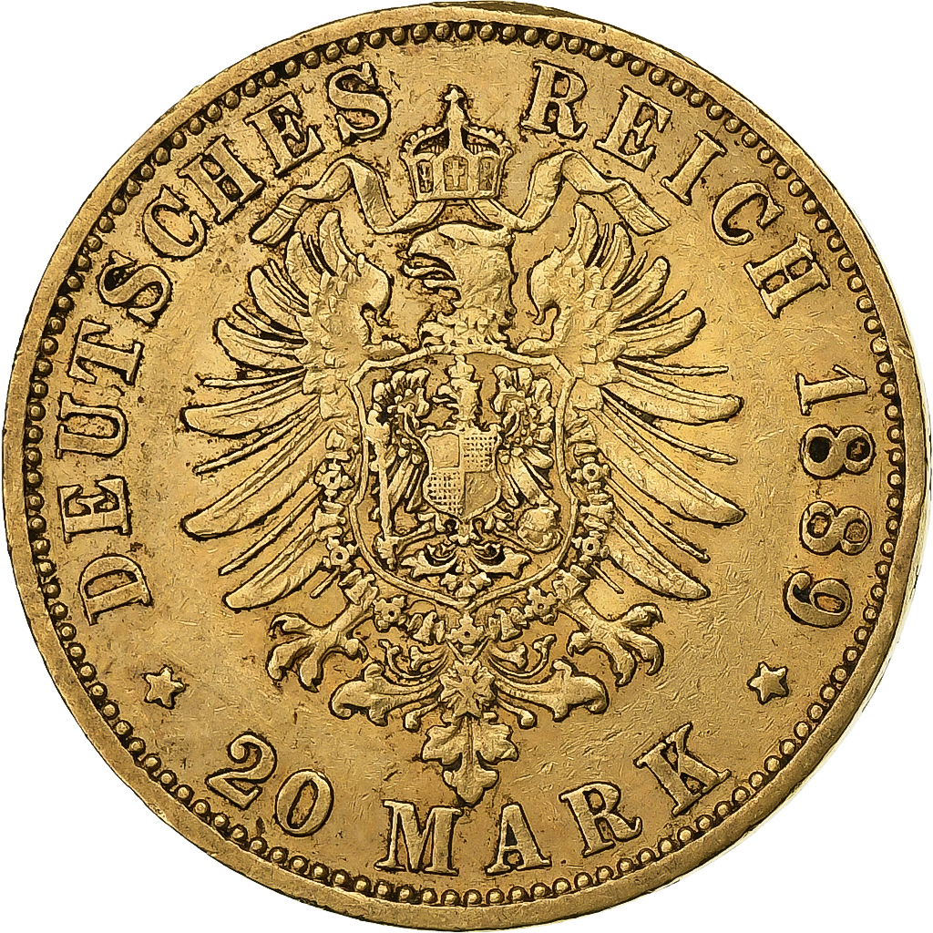 Coin, German States, PRUSSIA, Wilhelm II, 20 Mark, 1889, Berlin,