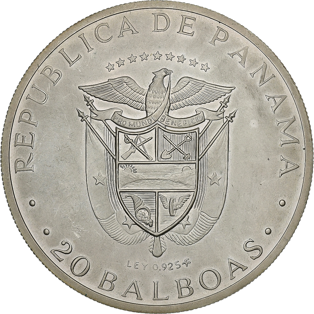 Coin, Panama, 20 Balboas, 1974, U.S. Mint, , Silver, KM:31 | North ...