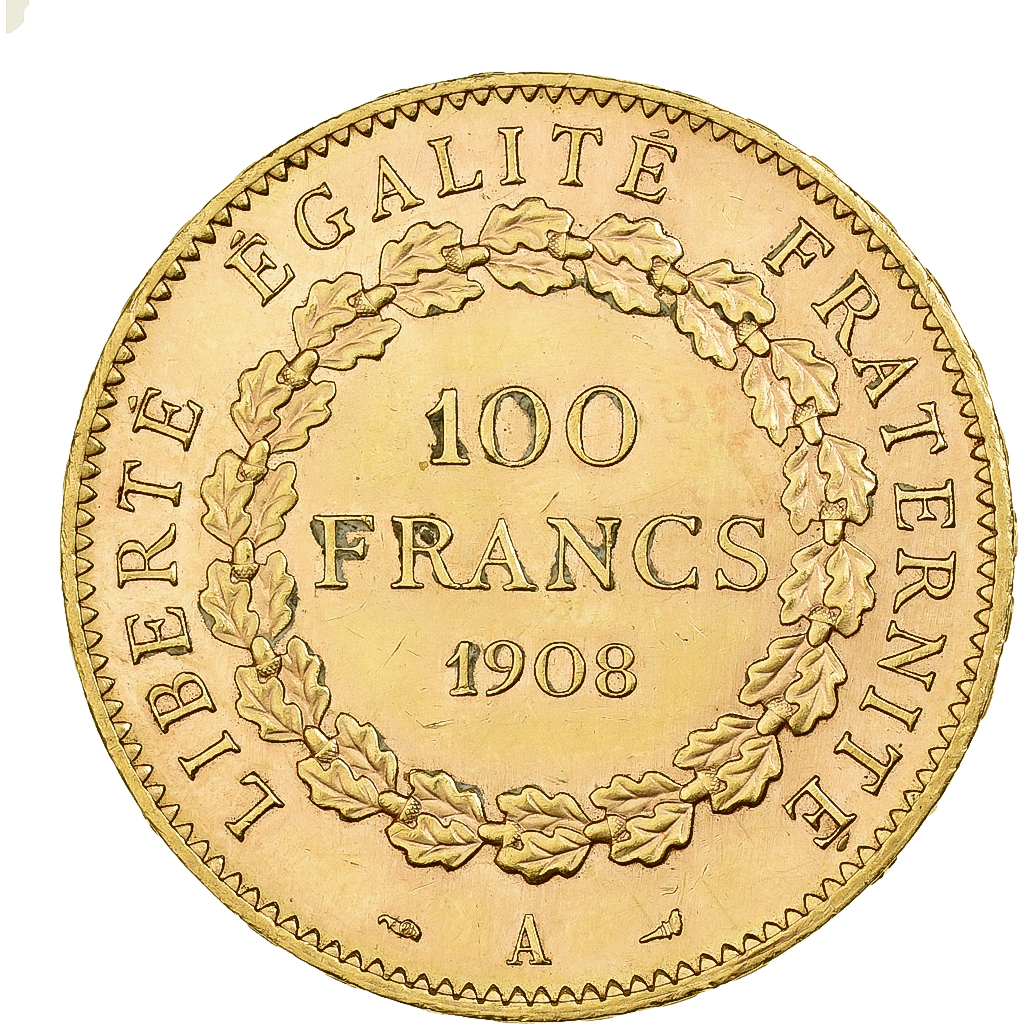 France, 100 Francs, 1908, Paris, AU, Gold, KM:858 | European Coins