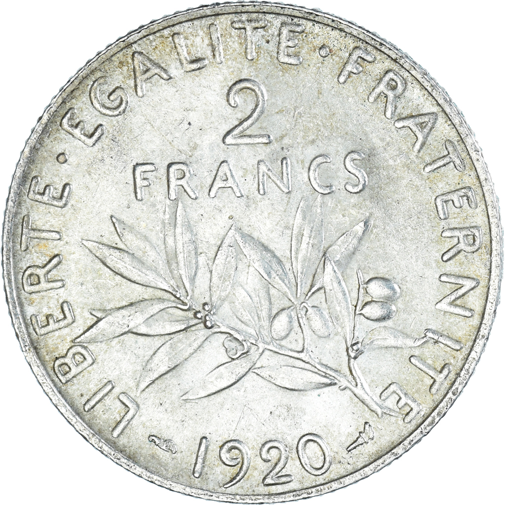 Coin, France, Semeuse, 2 Francs, 1920, Paris, , Silver, KM:845.1