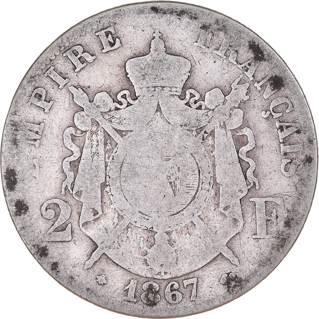 Coin, France, Napoleon III, 2 Francs, 1867, Paris, , Silver, KM:807.1