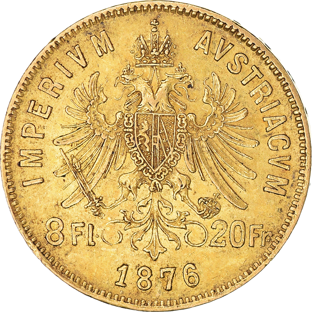 Coin, Austria, Franz Joseph I, 8 Florins-20 Francs, 1876, Kremnica,