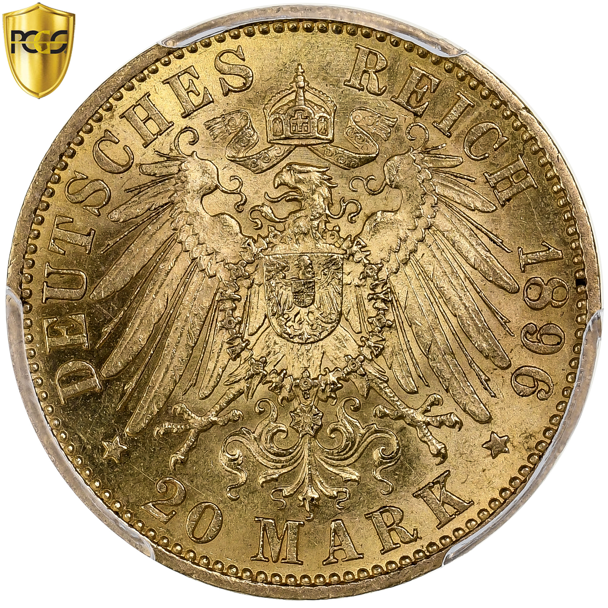 German States, PRUSSIA, Wilhelm II, 20 Mark, 1896, Berlin, Gold, PCGS,