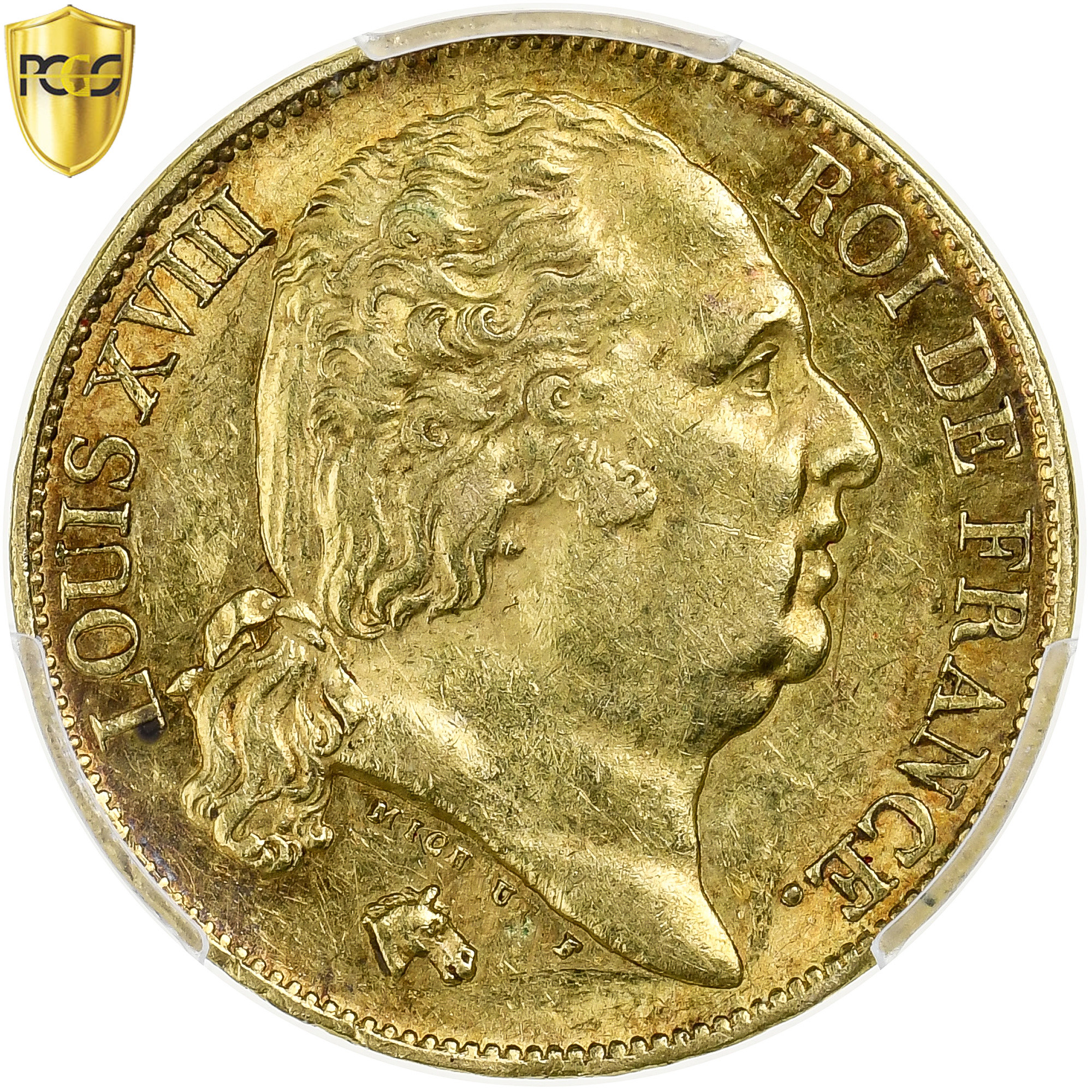 France, Louis XVIII, 20 Francs, 1817, Paris, Gold, PCGS, AU58, Gadoury:1028