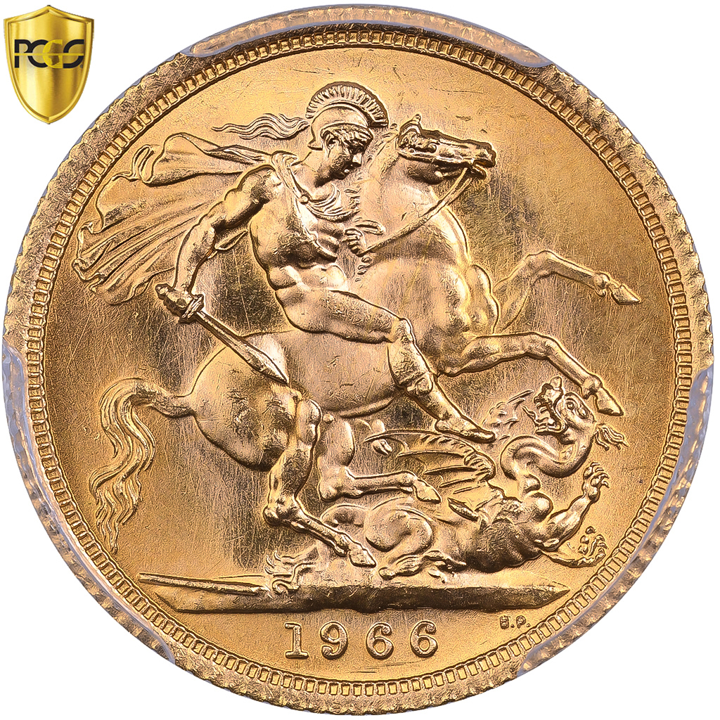 Great Britain, Elizabeth II, Sovereign, 1966, Gold, PCGS, , KM:908